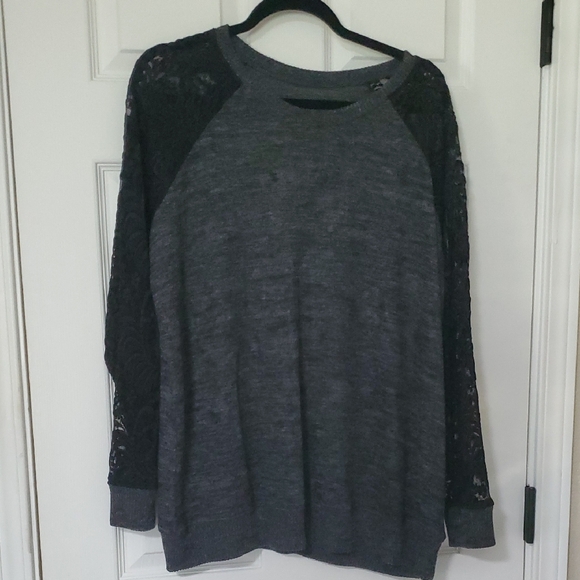 torrid | Tops | Torrid Charcoal And Black Lace Sweater | Poshmark